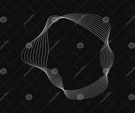 Round Curved Frame With Dynamic Wavy Stripes Stock Illustration