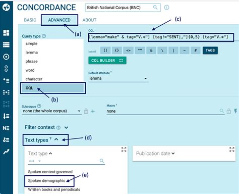 Screenshot Of The Advanced Concordance Search Function On Sketchengineeu Download Scientific