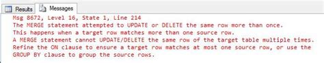 Merge Statement Attempted To Update Or Delete The Same Row