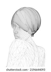 Wireframe Naked Girl Short Haircut Made Stock Illustration 2222851911