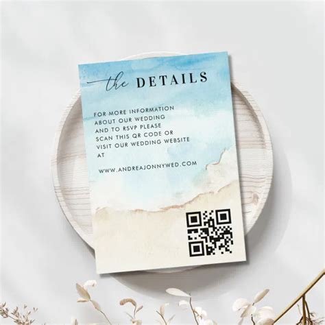 Tropical Beach Sea Ocean QR Code Details Wedding Enclosure Card Zazzle