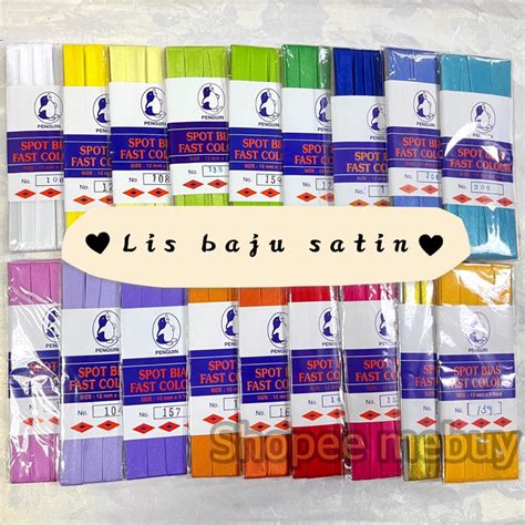 Lis Baju Jenis Satin Penguin Fashion Satin Bias Tape Kun Baju
