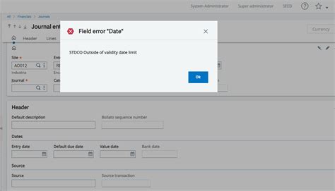 How To Solve Error ”outside Of Validity Date Limit” In Journal Entries Sage X3 Tips Tricks