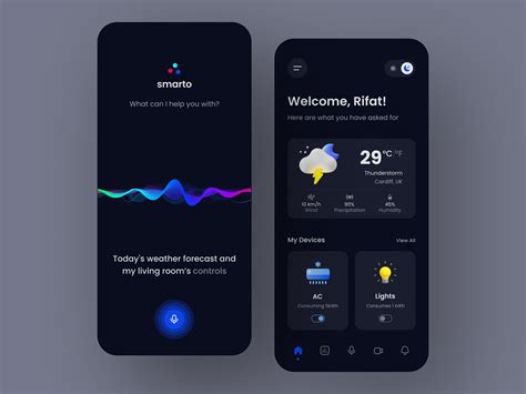 Smart Home App Dark Mode Smart Assistant Voice Assistant By Rifat Sarkar For Eberawi On