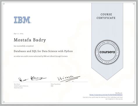 Mostafa Badry On Linkedin Dataanalyst Datascience Python Ibm Coursera Sql