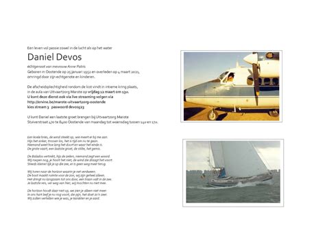 Overlijdens Bericht Dhr Daniel Devos Royal North Sea Yacht Club Oostende