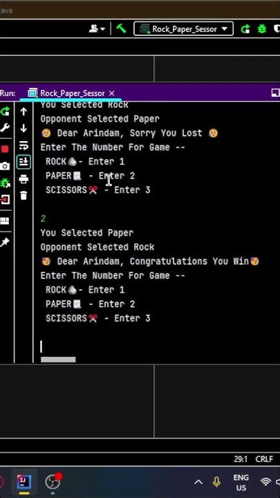Create A Fun Game 🎯 With Java Rockpaperscissors Javagame Shorts