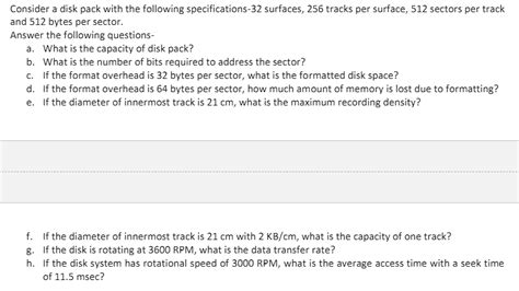Solved Consider A Disk Pack With The Following Chegg