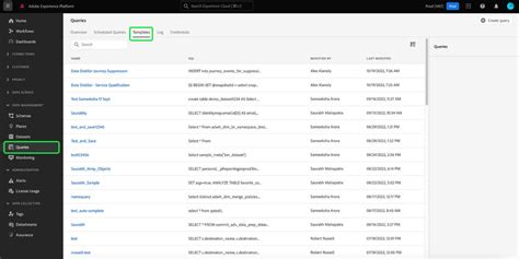 Query Templates Adobe Experience Platform