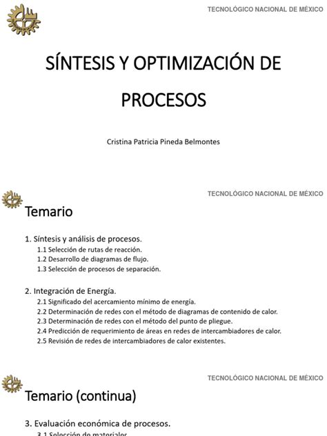 Optimización De Procesos Químicos Pdf Síntesis Química Reacciones