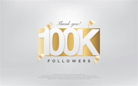 100k 추종자 금색 종이에 숫자가있는 심플한 디자인에 감사드립니다 포스터 배너 축하 인사말을 위한 프리미엄 벡터 벡터에 대한