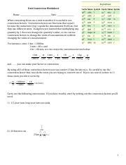 Unit Conversion Worksheet Practice Docx Unit Conversion Worksheet Name Date When