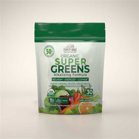 Super Greens Powder 30 Servings Unflavored Country Farms