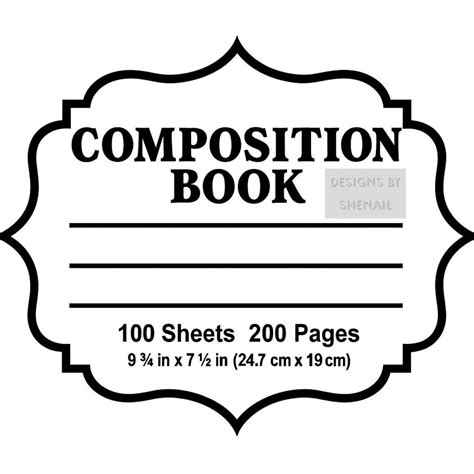 Composition Notebook Label Black And White Designs Digital Download