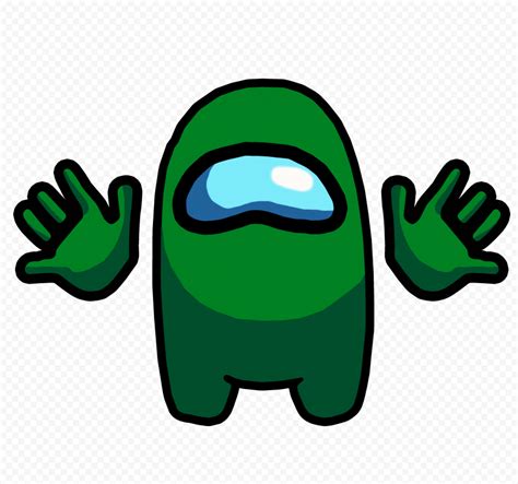 Hd Green Among Us Crewmate Character Front View With Hands Png Citypng