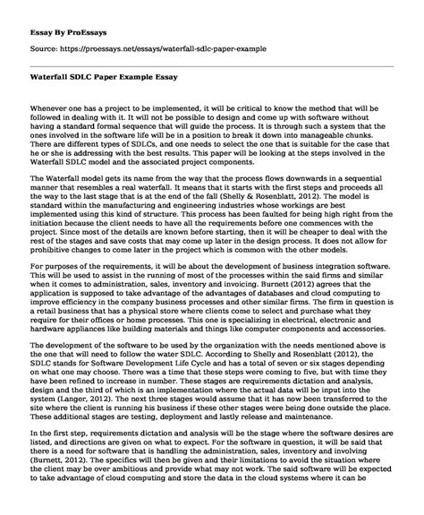 📌 Waterfall Sdlc Paper Example Free Essay Term Paper Example