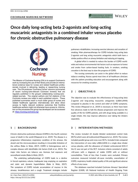 Once Daily Long‐acting Beta 2‐agonists And Long‐acting Muscarinic