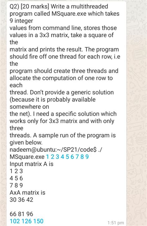 Q2 20 Marks Write A Multithreaded Program Called