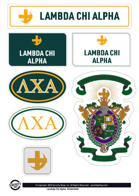 Lambda Chi Alpha Fraternity Sticker Sheet Brand Focus Sororityshop