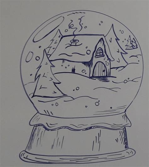 Winter Snow Globe Drawing Ideen Für Winterferien Dekorationen