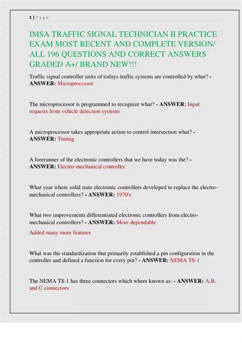 Imsa Traffic Signal Technician Ii Practice Exam Most Recent And