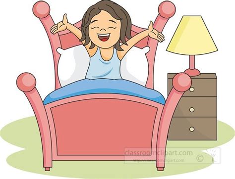 Cartoon Girl Waking Up In The Morning