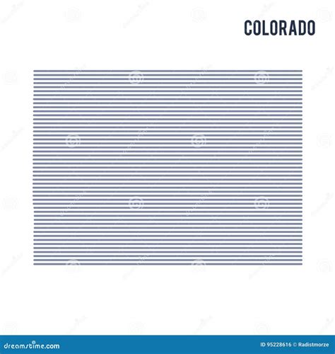 Vector Abstract Hatched Map Of State Of Colorado With Lines Isolated On A White Background