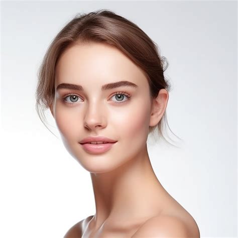 Premium Photo A Woman With Brown Hair And A Bare Shoulders Looks At The Camera