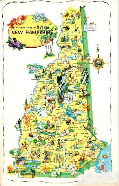 Pictorial Map Scenic New Hampshire Nh State Map Postcard Unp Vtg