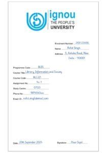 How To Fill IGNOU Assignment Front Page For TEE June Submission