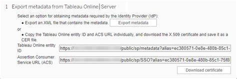 Configure Site Specific Saml Tableau