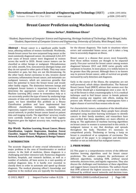 breast cancer prediction using machine learning pdf