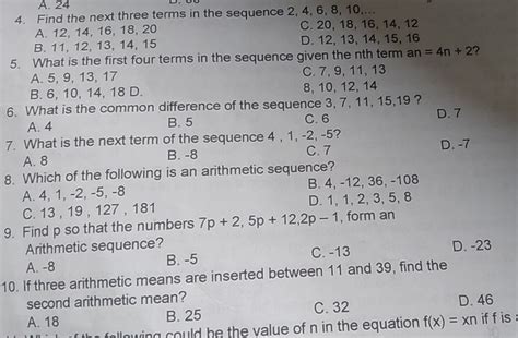 solved a 24 4 find the next three terms in the sequence 2 4 6 8