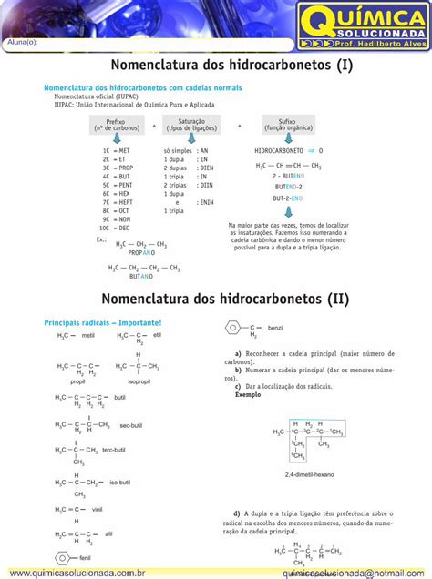 Pdf Química Nomenclatura Dos Hidrocarbonetos I Submitcms Sistema