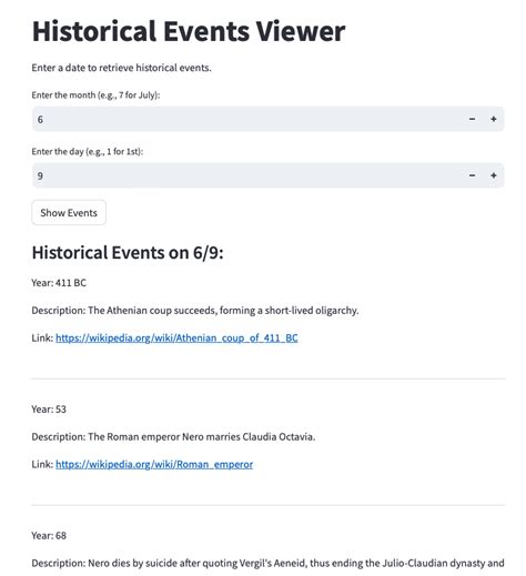 Python Data Dashboard Discovering Historical Events