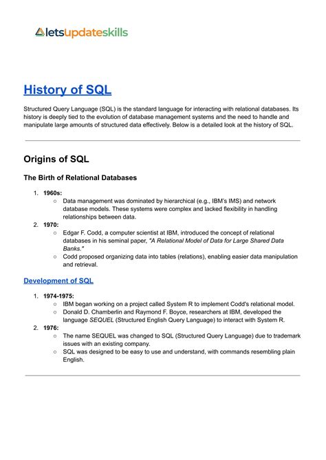 History Of Sql Evolution Of Sqlhistory Of Sql Evolution Of Sql Pdf