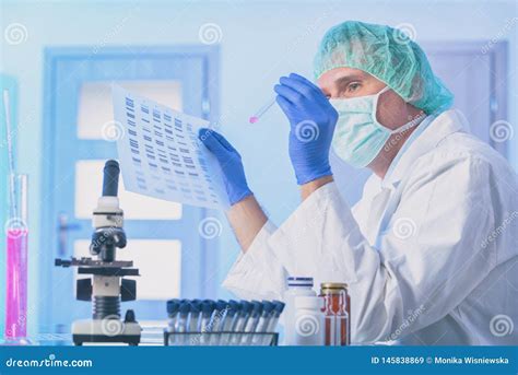 Scientist Analizing DNA Sequence Stock Image Image Of Analysis Cloning