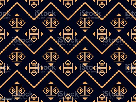 선형 스타일의 아트 데코 이음새가 없는 패턴 검은 배경에 황금 선 인쇄물 포스터 및 판촉물을위한 기하학적 복고풍 장식 디자인 벡터 일러스트 레이 션 0명에 대한 스톡 벡터