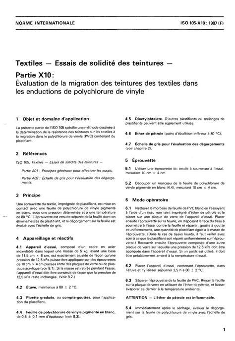ISO 105 X10 1987 Textiles Tests For Colour Fastness Part X10 Assessment Of Migration Of