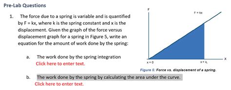 Solved Pre Lab Questions F Kx 1 The Force Due To A Spring