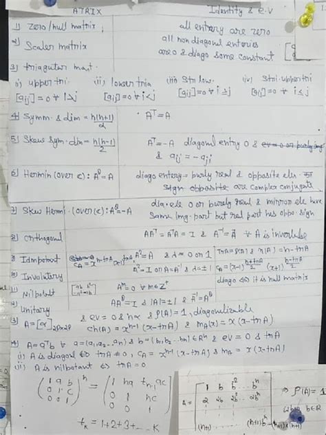 Short Notes On Special Types Of Matrices Pdf Linear Algebra Functional Analysis