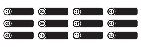 Set Of Modern Bullet Points Number 1 To 12 Bullet Points With With Black Stickers And Cope