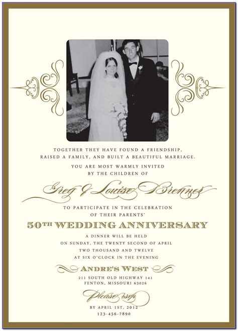 25th Wedding Anniversary Invitation Card Sample Prosecution2012