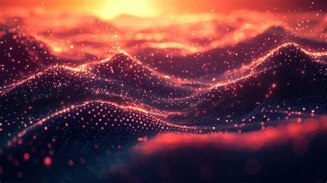 Abstract Digital Landscape With Glowing Particles Premium Ai Generated Image