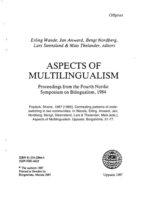Pdf Contrasting Patterns Of Code Switching In Two Communities