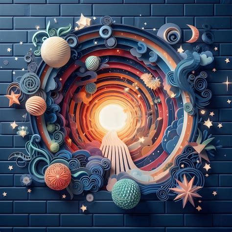 Premium Photo Multi Dimensional Brick Cut Craft Paper Illustration