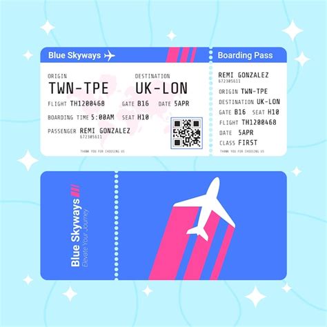 평평한 탑승 카드 일러스트레이션 프리미엄 벡터