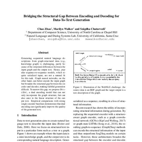 Bridging The Structural Gap Between Encoding And Decoding For Data To Text Generation Acl