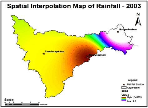 Spatial Interpolation Rainfall Difference In 2003 Download Scientific
