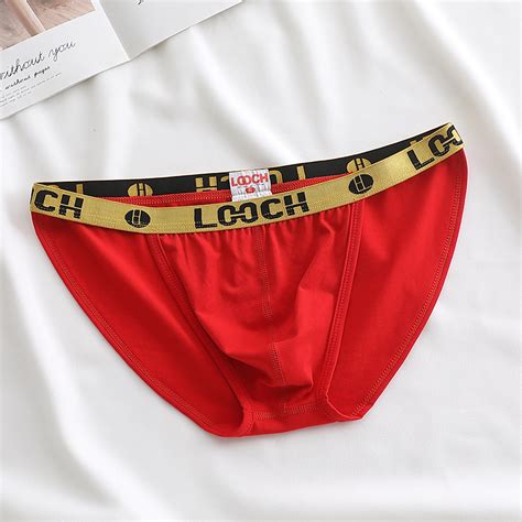 กางเกงในผู้ชายกางเกงในทรงสามเหลี่ยมผ้าฝ้ายแท้สำหรับฤดูร้อนกางเกงในชายเอวต่ำรัดรูปเอวสูงมีถุงนูน